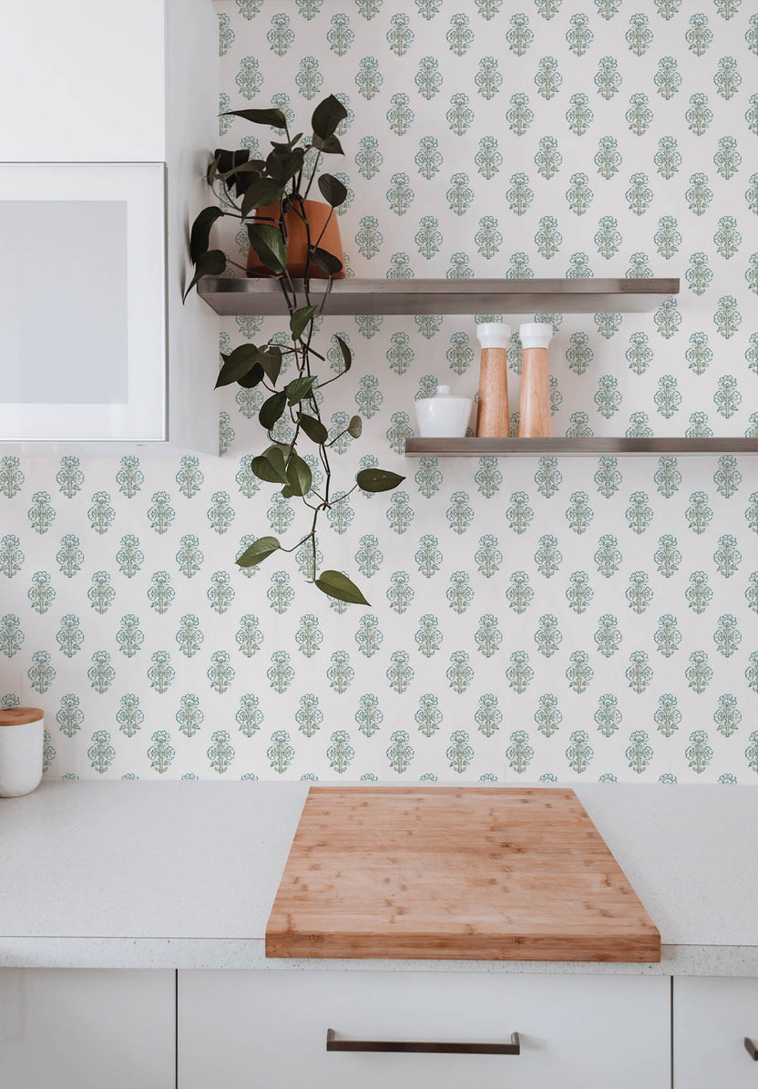Talelayo Light Blue and Green Wallpaper – August Table