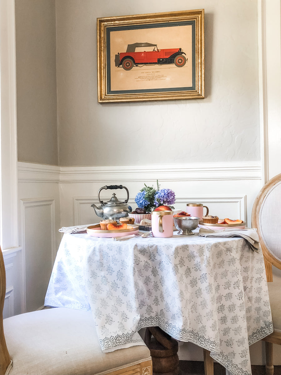 Tern Gray August Print Cotton Tablecloth | August Table