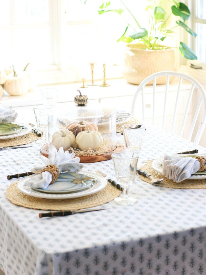 Talelayo Block Print Pewter Tablecloth | August Table – August Table